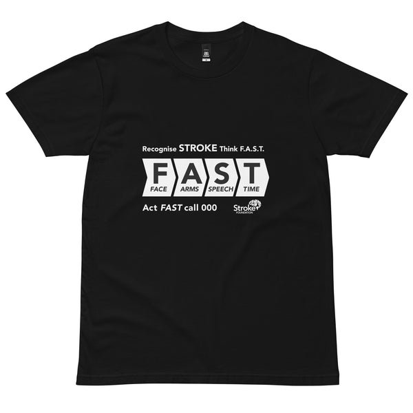 F.A.S.T. Signs Of Stroke Tshirt - Black – Stroke Foundation